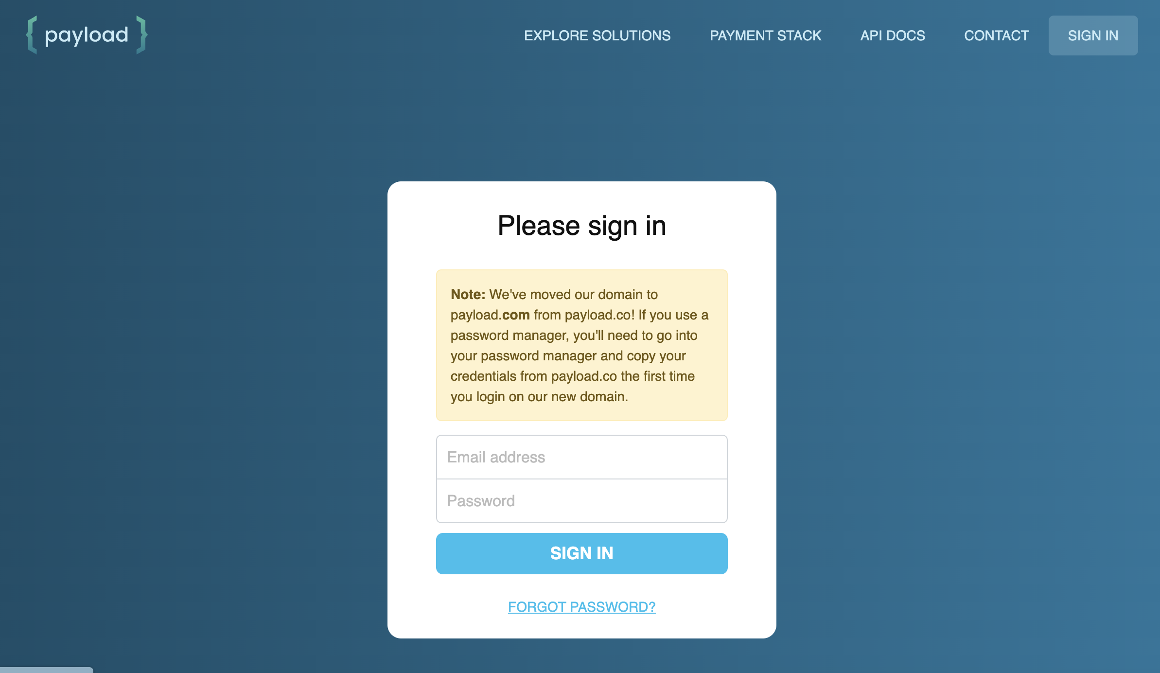 Migration to Payload.com - User Login – Payload